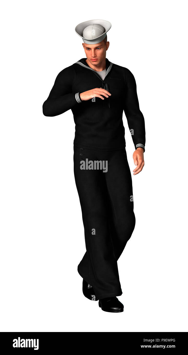 3D digital render of a young seaman isolated on white background Stock ...