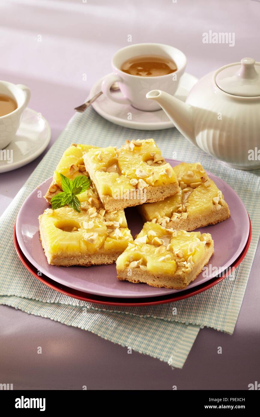 Rye Cake with Pineapple and Nuts Stock Photo - Alamy