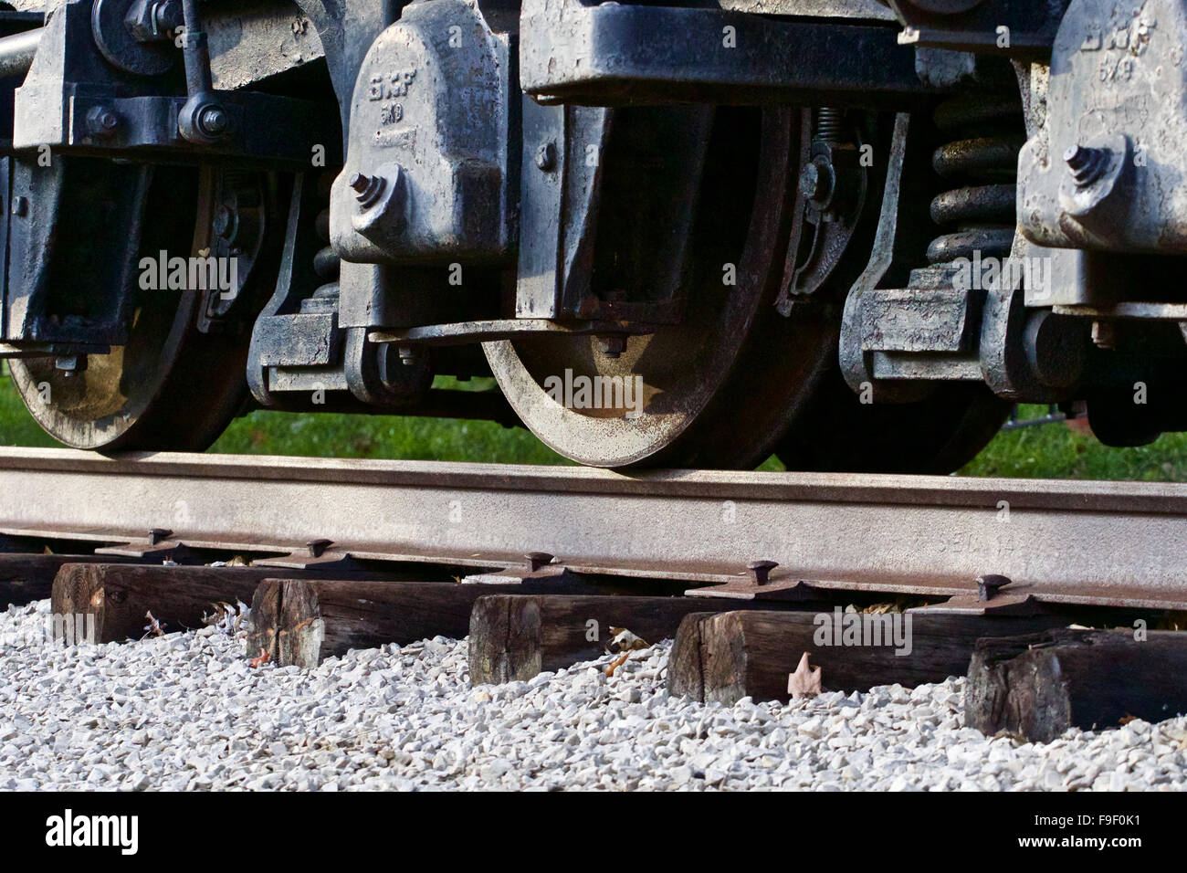 Beautiful closeup of the old train wheels Stock Photo - Alamy