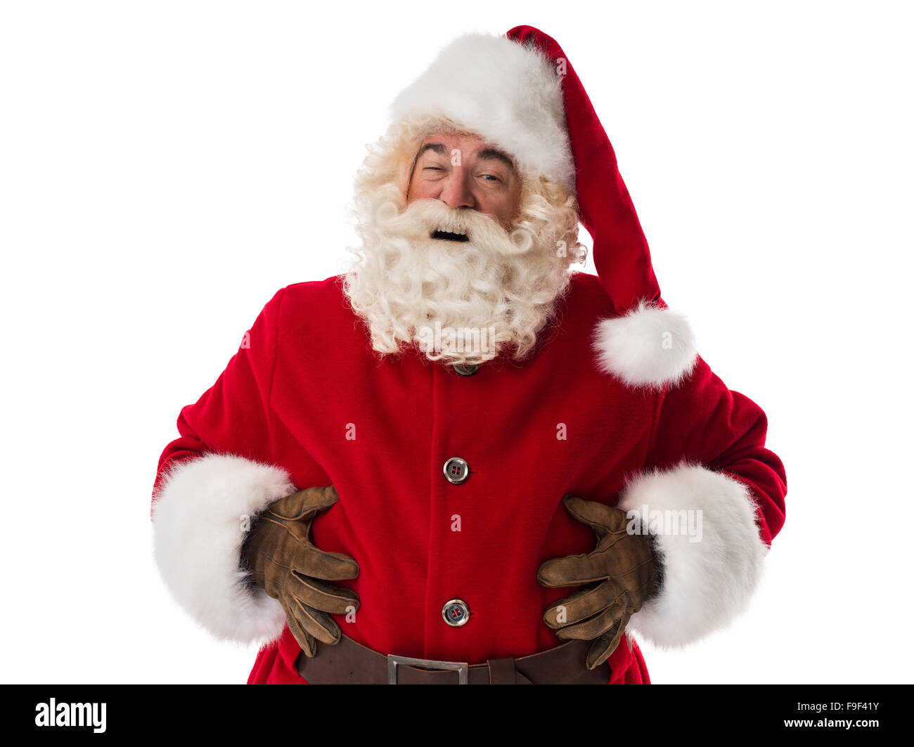 Santa Claus Portrait tired of laughing Isolated on White Background ...