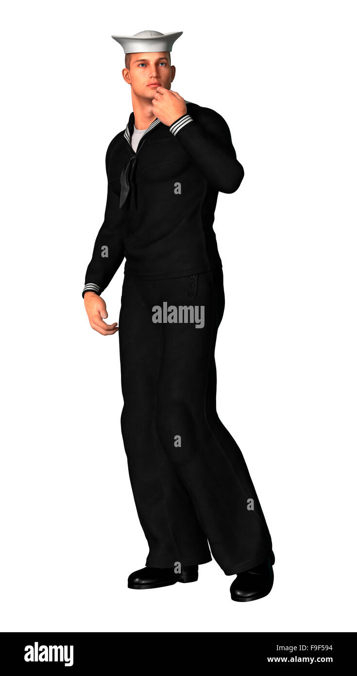 3D digital render of a young seaman isolated on white background Stock ...
