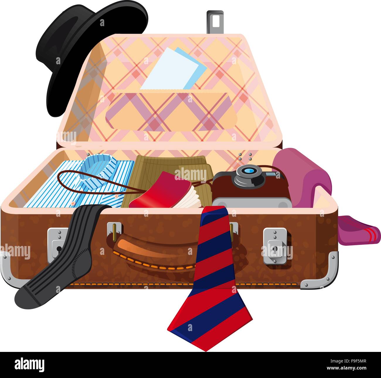Open suitcase clothing nobody Stock Vector Images - Alamy