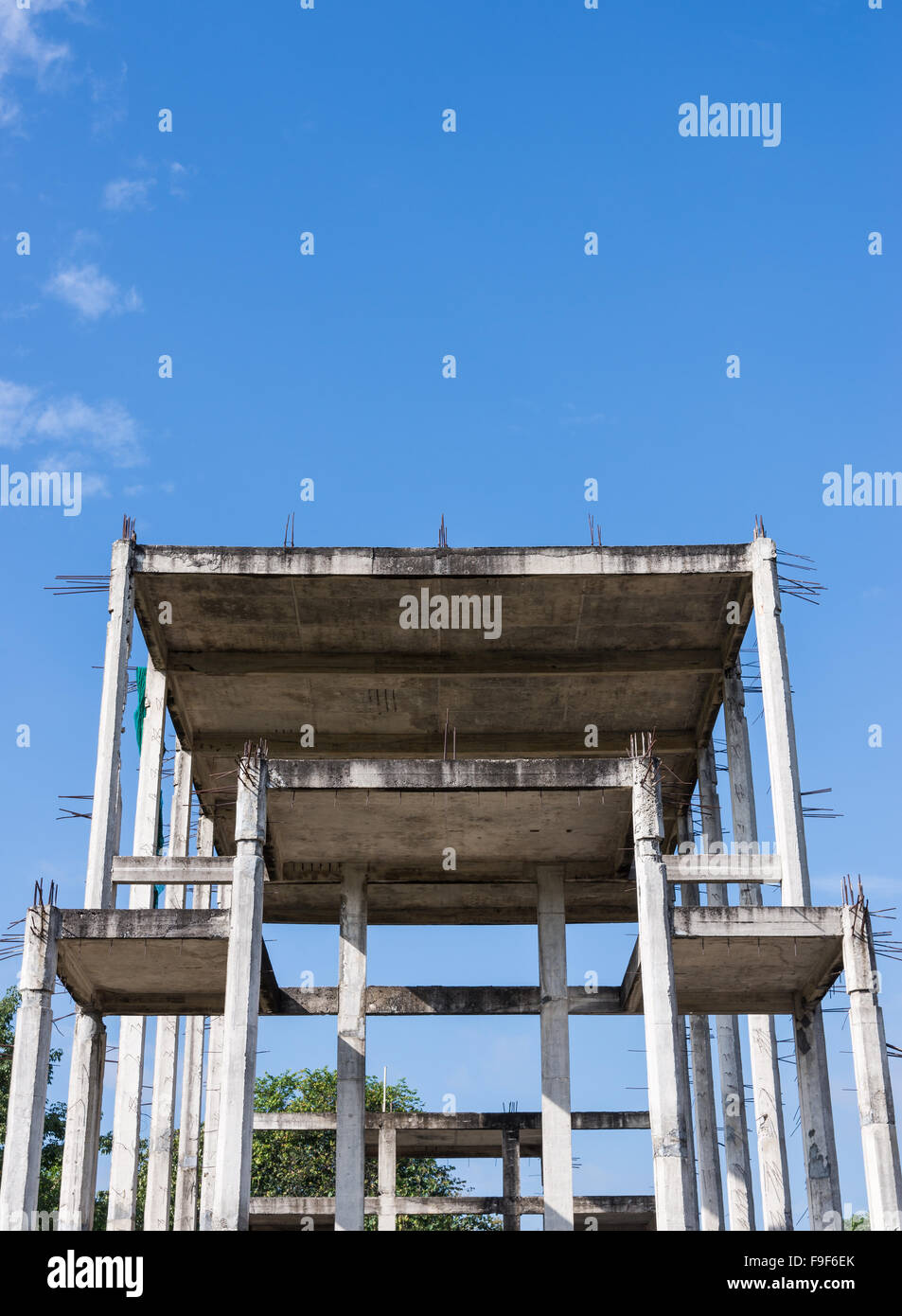 Unfinished building of old apartment in the urban of Thailand Stock ...