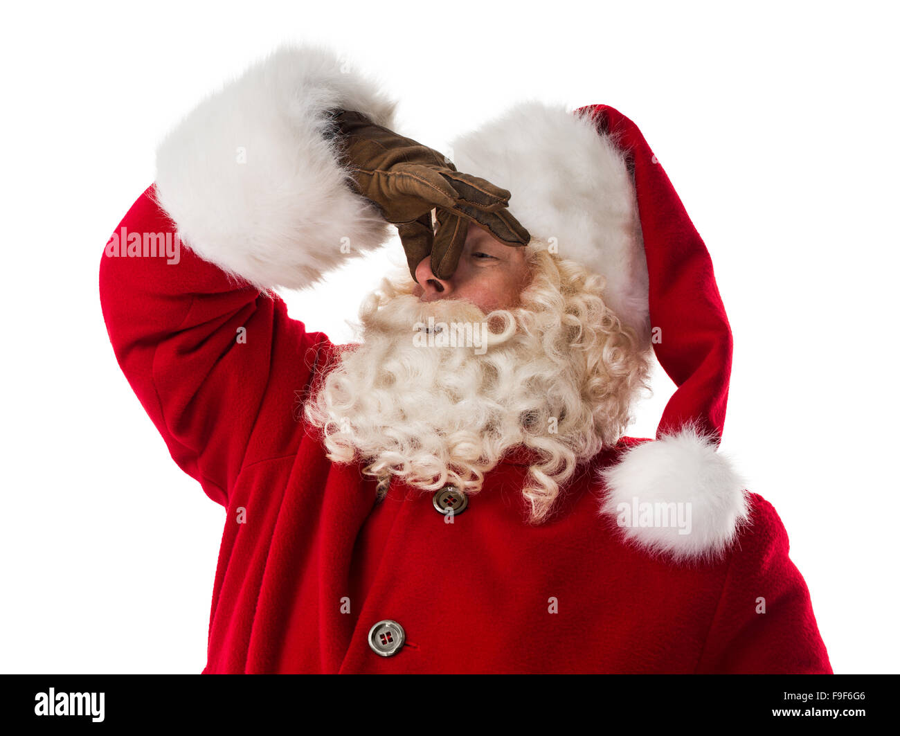 Santa Claus Portrait feeling stink Isolated on White Background Stock ...