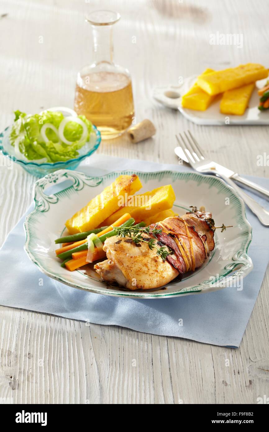 Rabbit Thighs in Bacon Stock Photo - Alamy