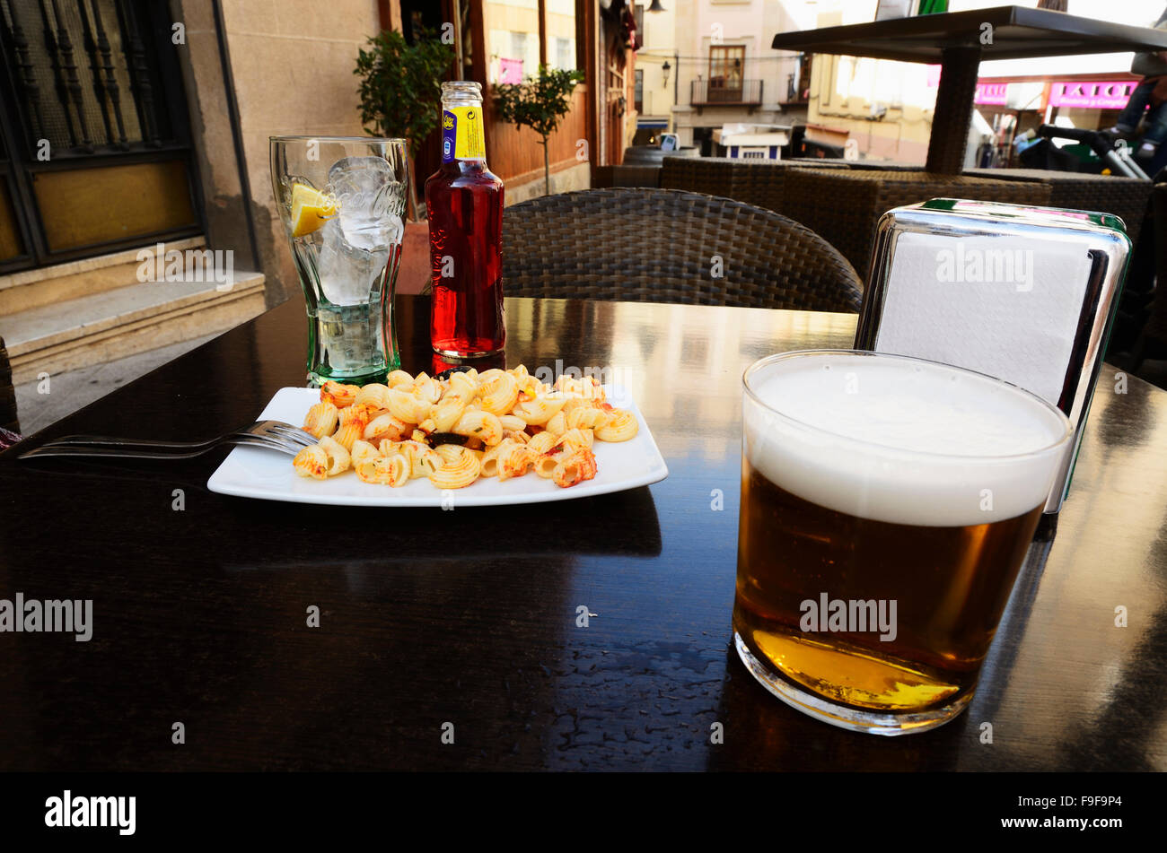 Aperitif on the terrace of a bar in Caceres. Spain Stock Photo - Alamy