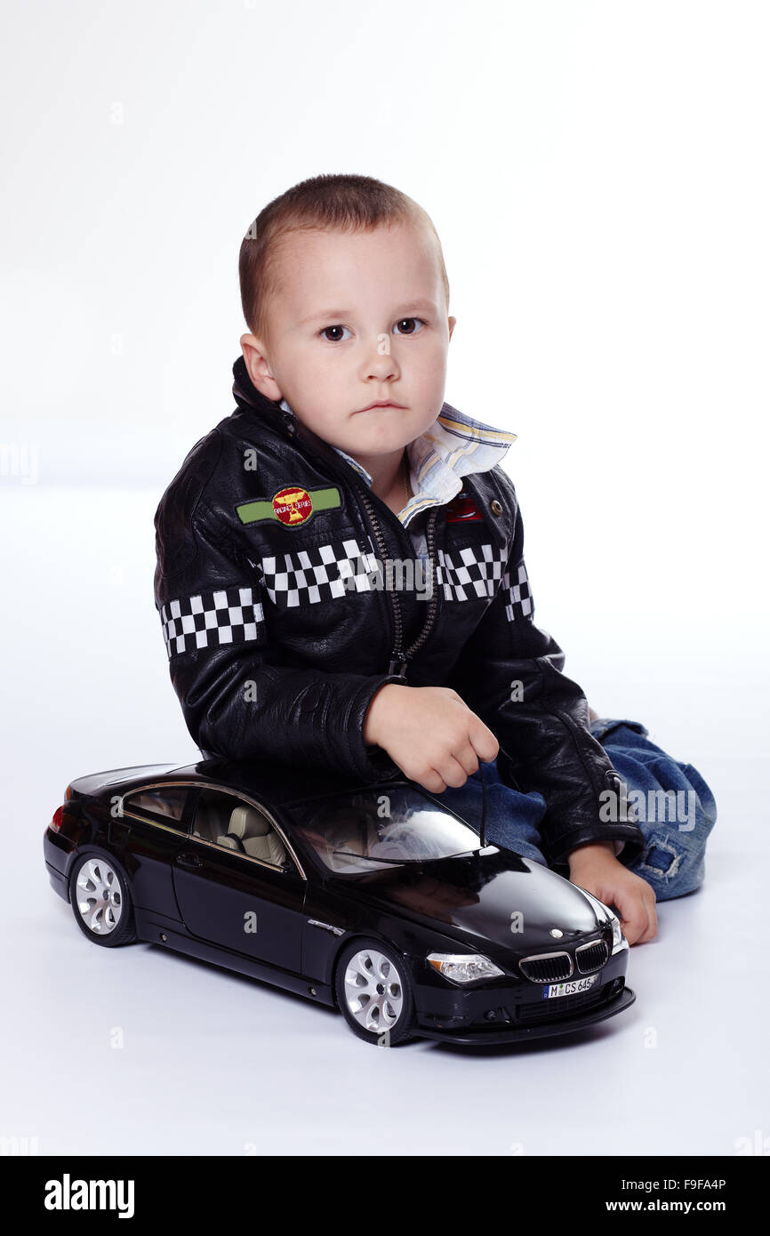Boy with Car Stock Photo - Alamy