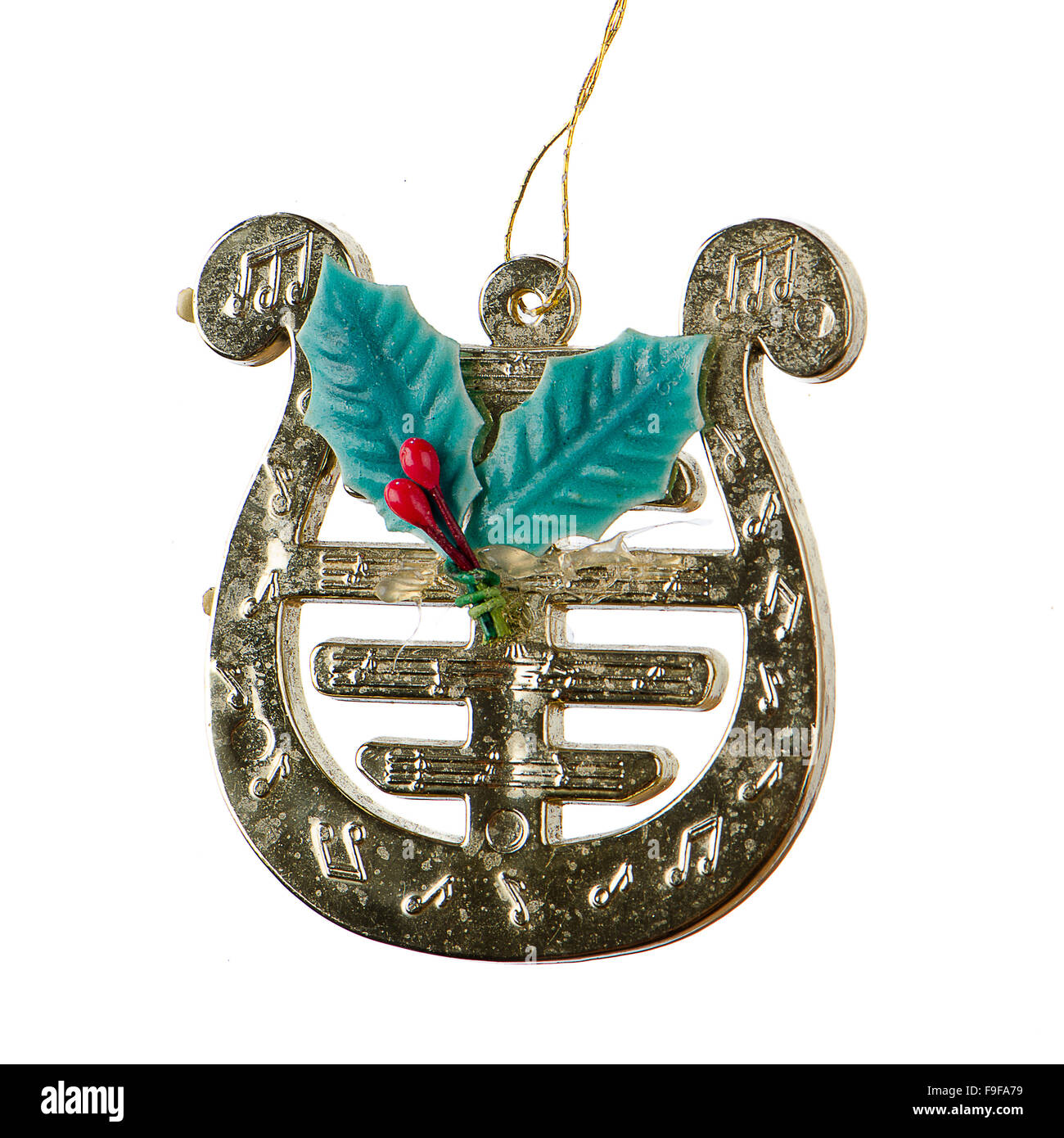 Christmas decorations plastic musical instrument isolated on white ...