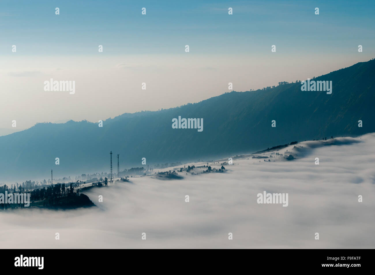 Sheet of Thick Fog close to volcano Bromo Stock Photo - Alamy