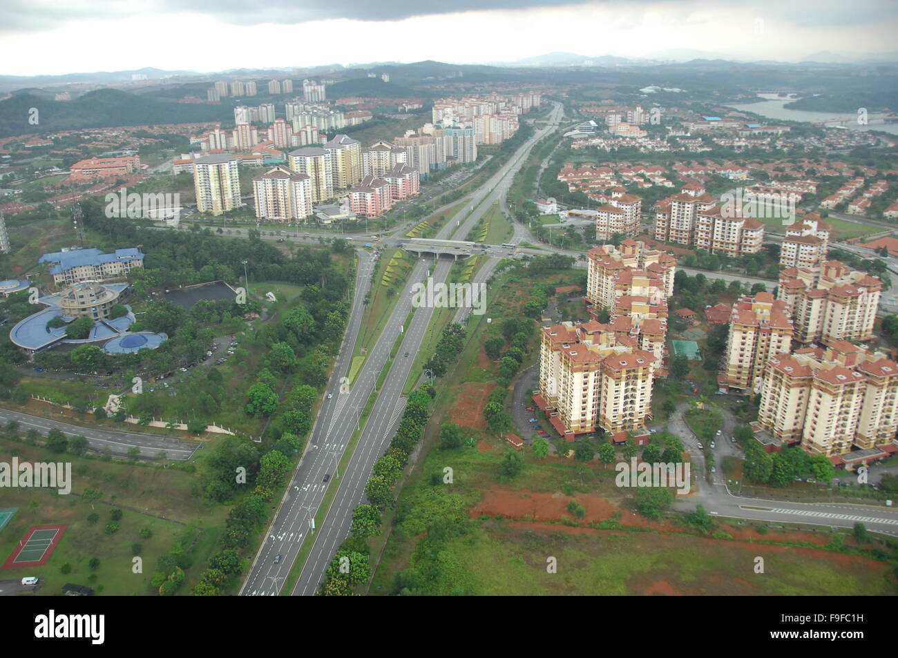Aerial view Road and Buildings Stock Photo - Alamy