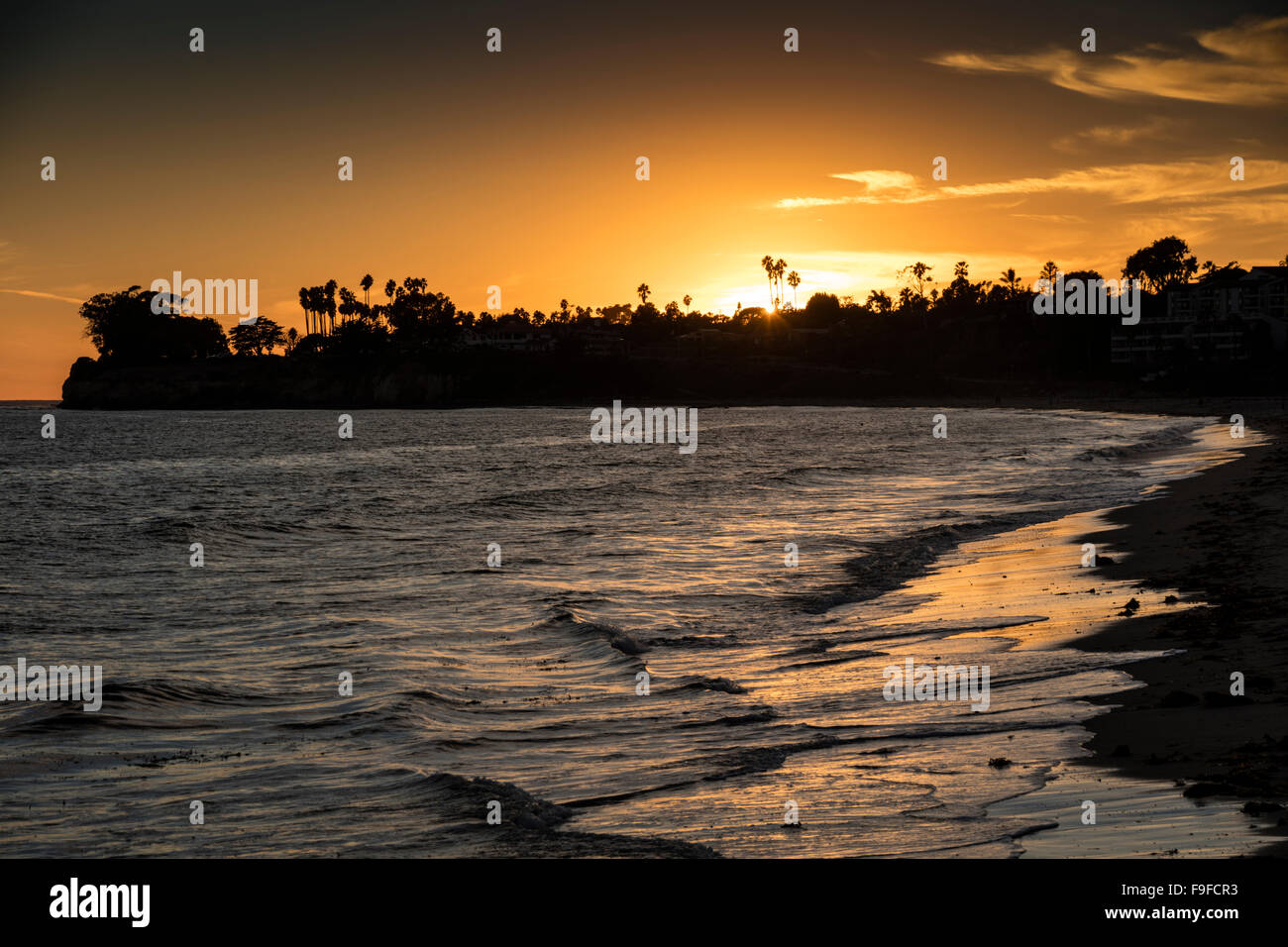 Sunset, Santa Barbara Point, Santa Barbara, California, USA Stock Photo ...