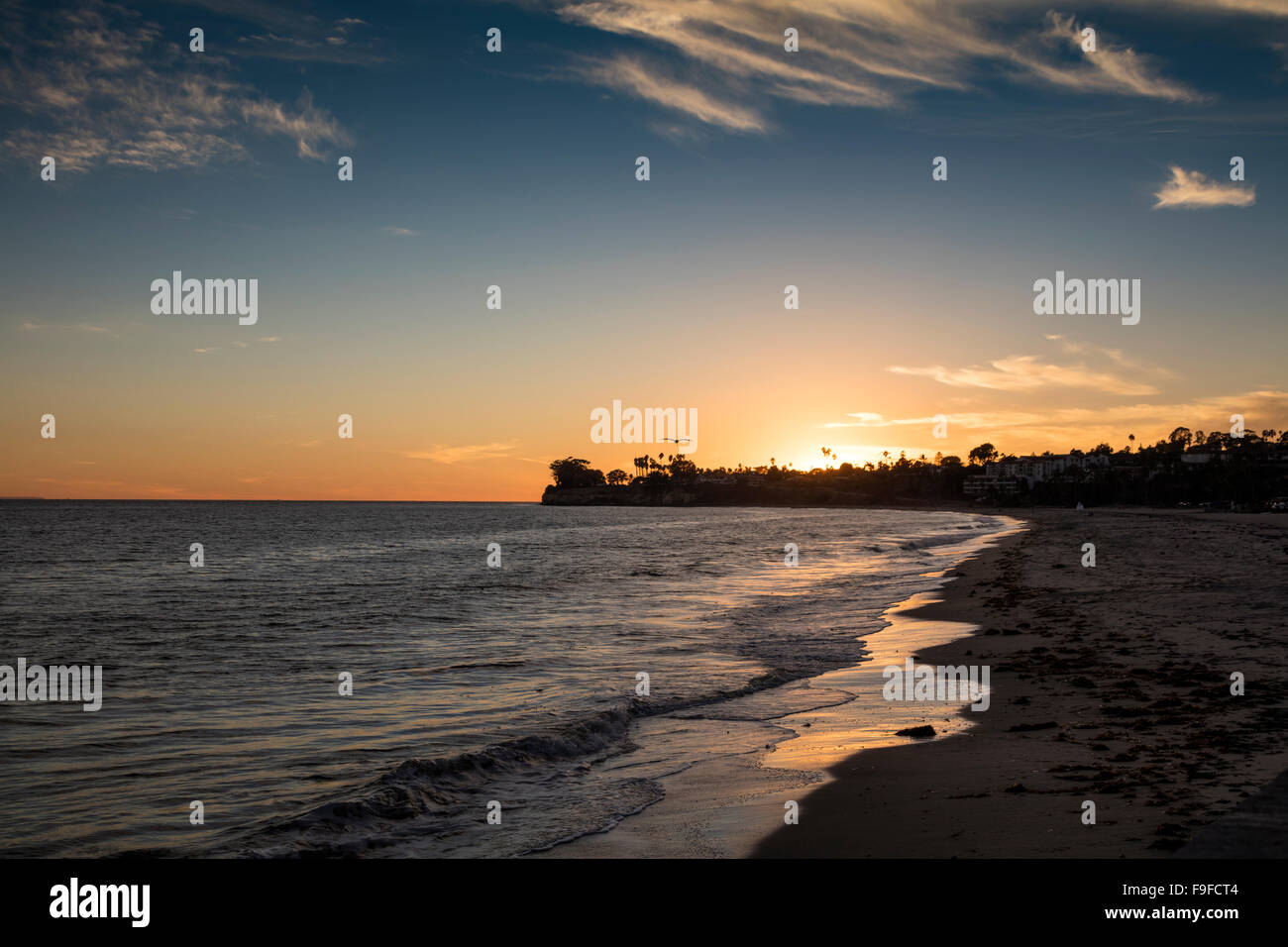 Sunset, Santa Barbara Point, Santa Barbara, California, USA Stock Photo ...
