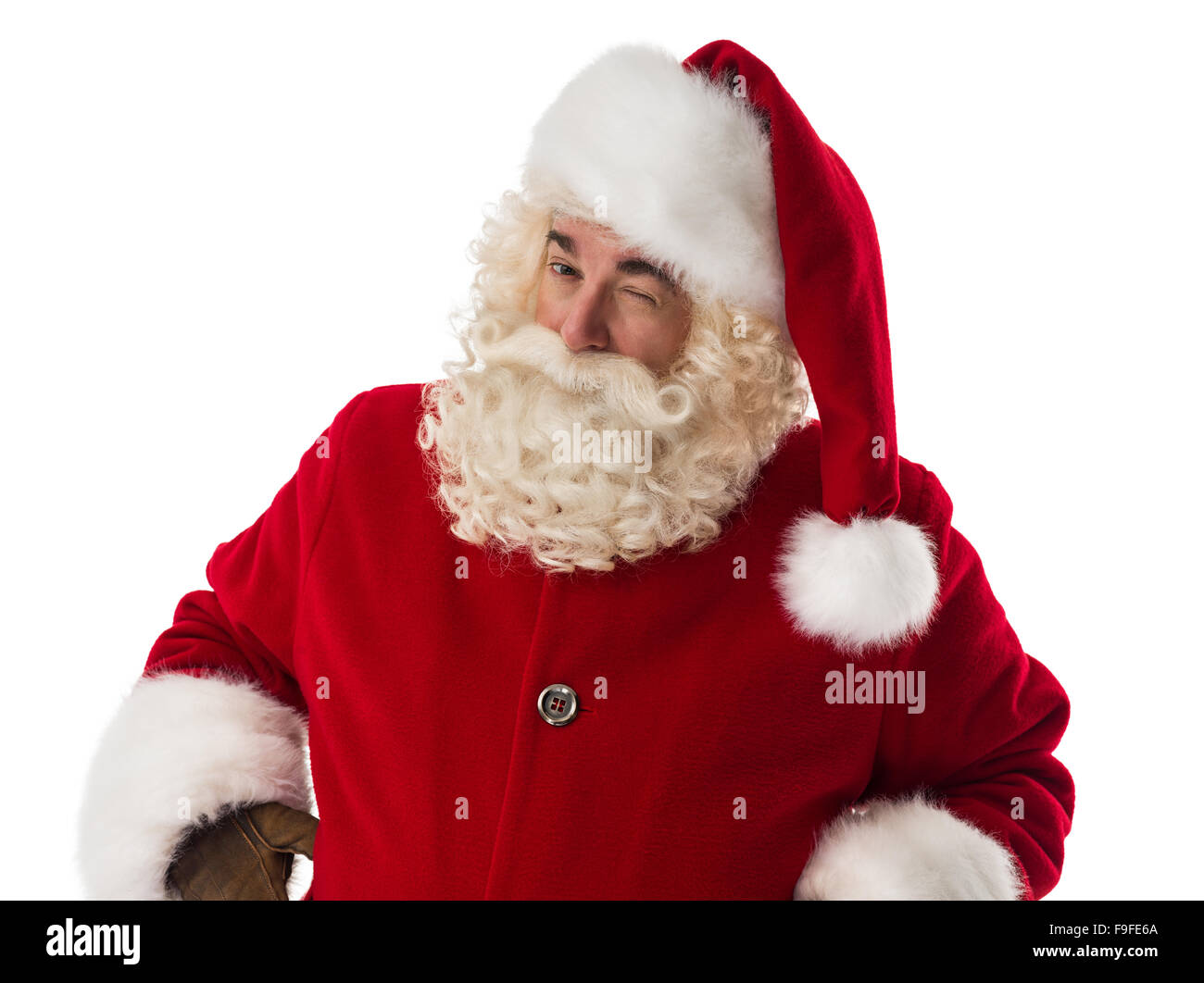 Santa Claus winking. Portrait Isolated on White Background Stock Photo ...