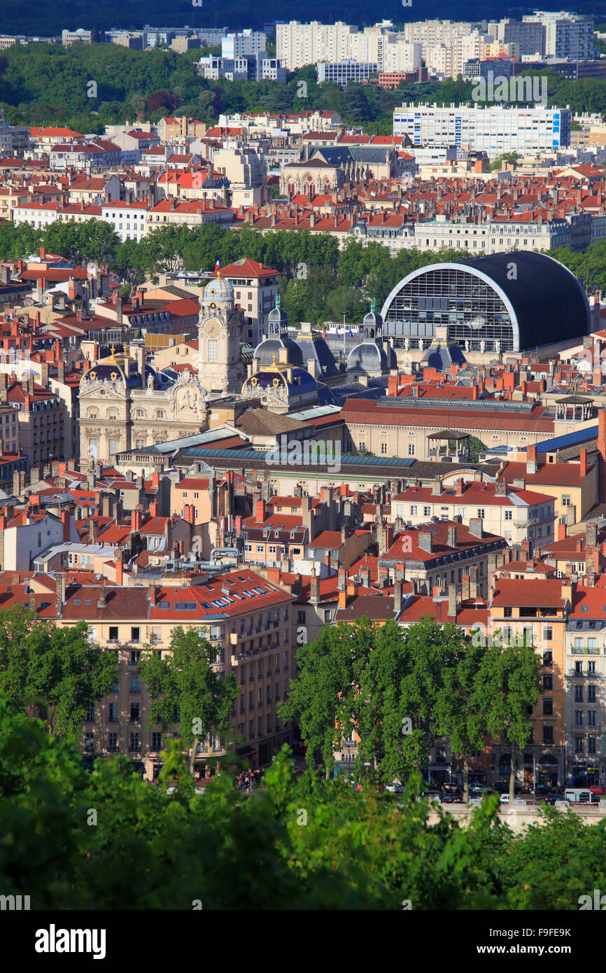 France Rhône-Alpes Lyon skyline aerial view panorama vertical Stock ...