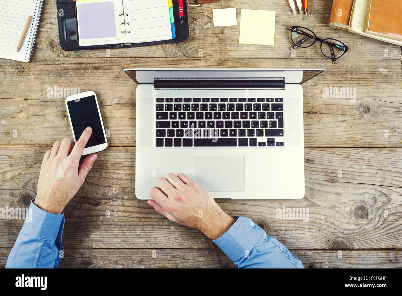 Desk from above hi-res stock photography and images - Alamy