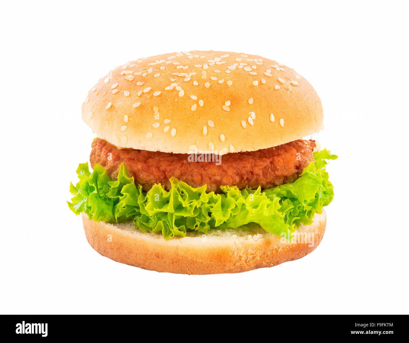 Single hamburger isolated on white Stock Photo - Alamy