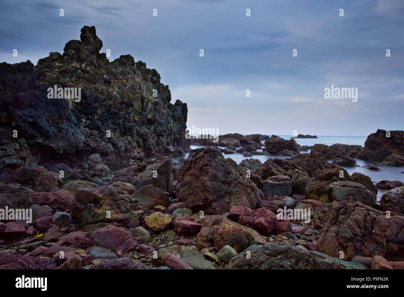 Landscape of rocks and water on the coast of Basque Country Stock Photo ...