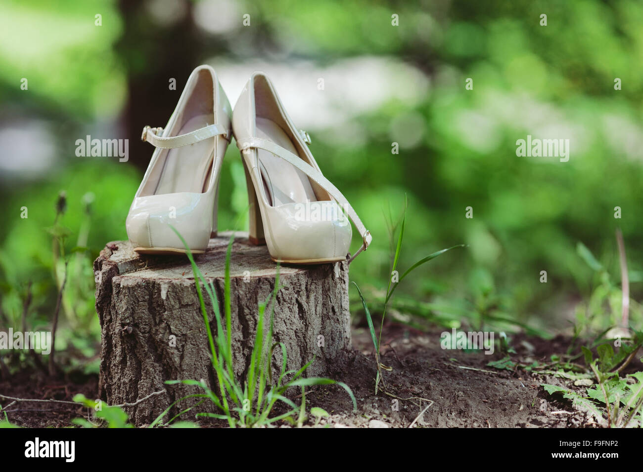 Picture of female white wedding shoes Stock Photo - Alamy