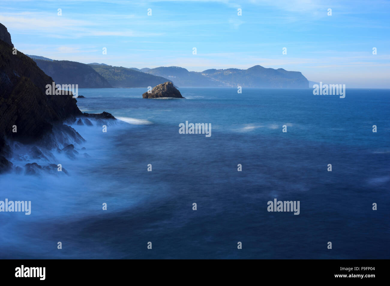 Blue shore of Basque Country Stock Photo - Alamy