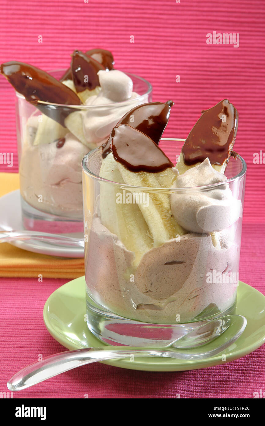 Bananas in chocolate cream hi-res stock photography and images - Alamy
