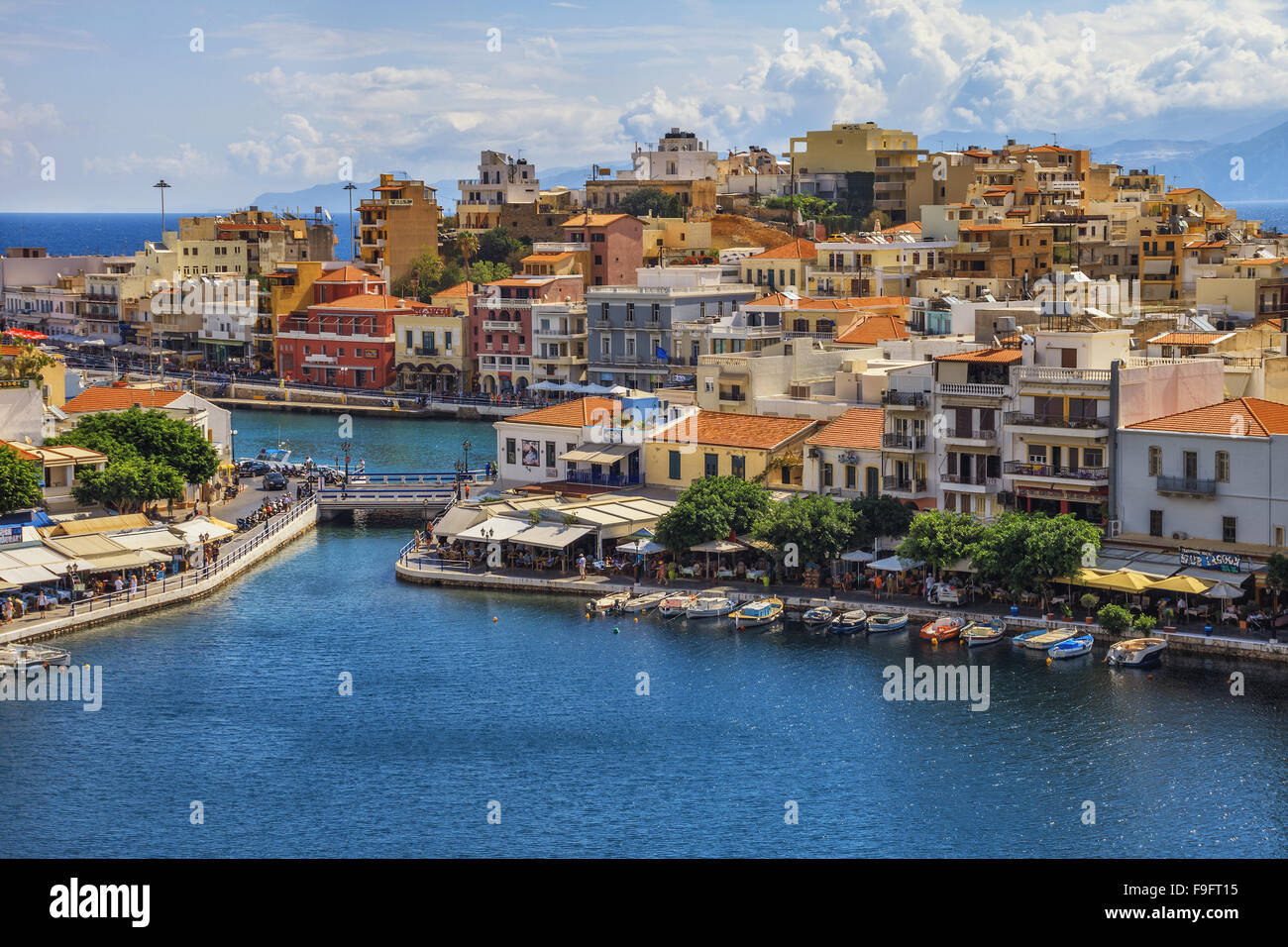 View over Agios Nikolaos harbour, Crete Stock Photo - Alamy