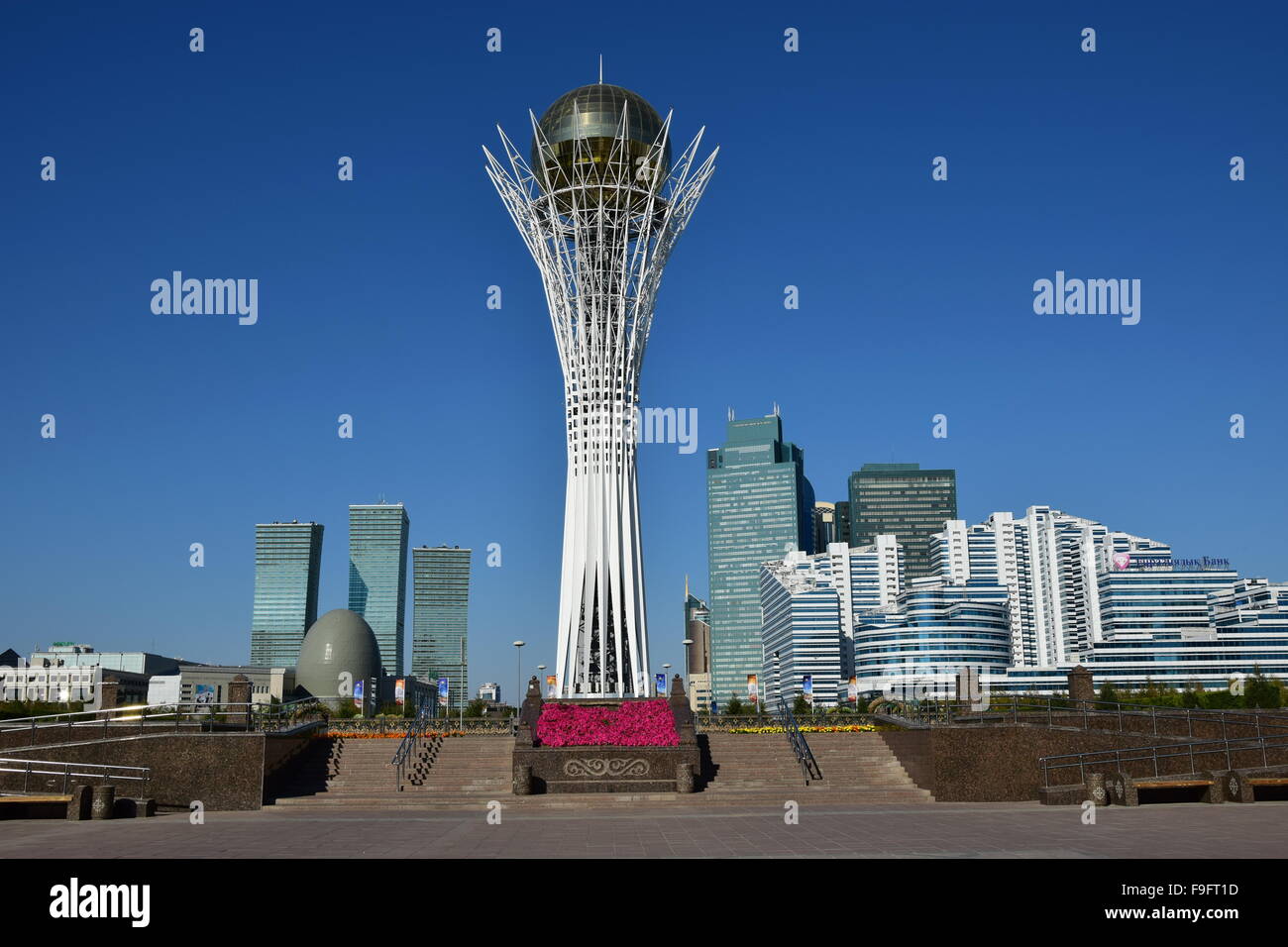 View on the tower Baiterek, in Astana, Kazakhstan Stock Photo - Alamy