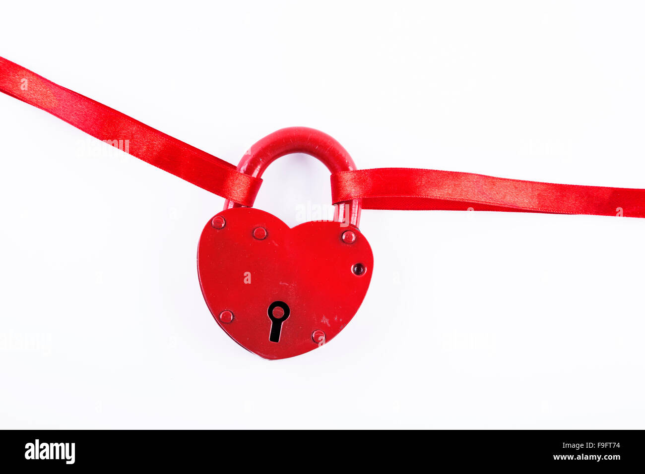 red heart valentine lock on the white isolated Stock Photo - Alamy