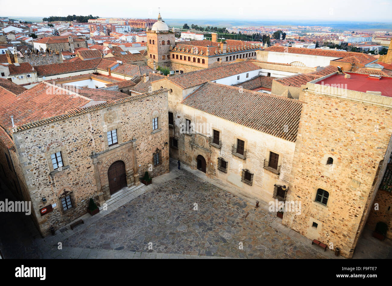Caceres old city from the cathedral tower. Caceres, Extremadura, Spain ...