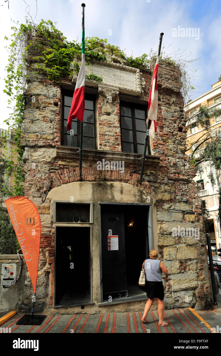 Summer, Exterior of Christopher Columbus House, Old Town, Genoa ...