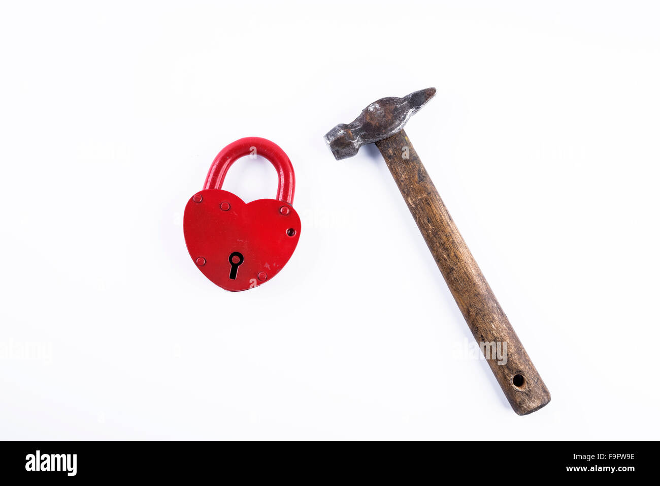 red heart valentine lock on the white isolated Stock Photo - Alamy