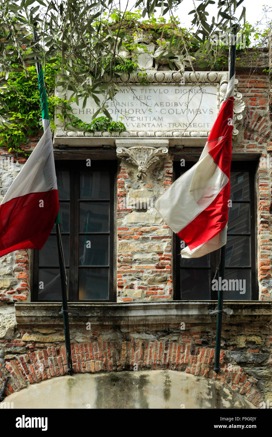 Summer, Exterior of Christopher Columbus House, Old Town, Genoa ...