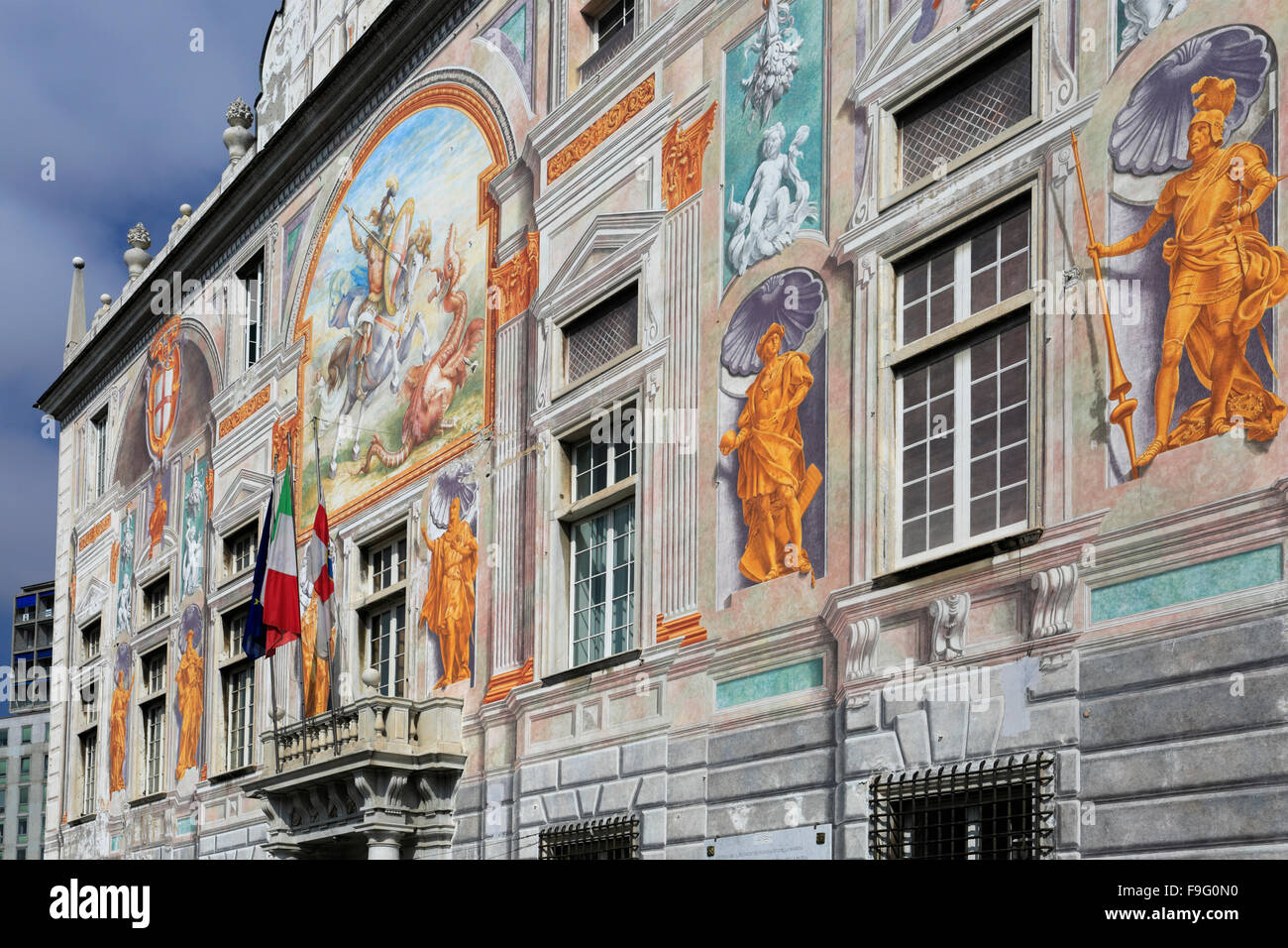 The Painted Facade of Palazzo San Georgio, ( St Georges ), Old town ...