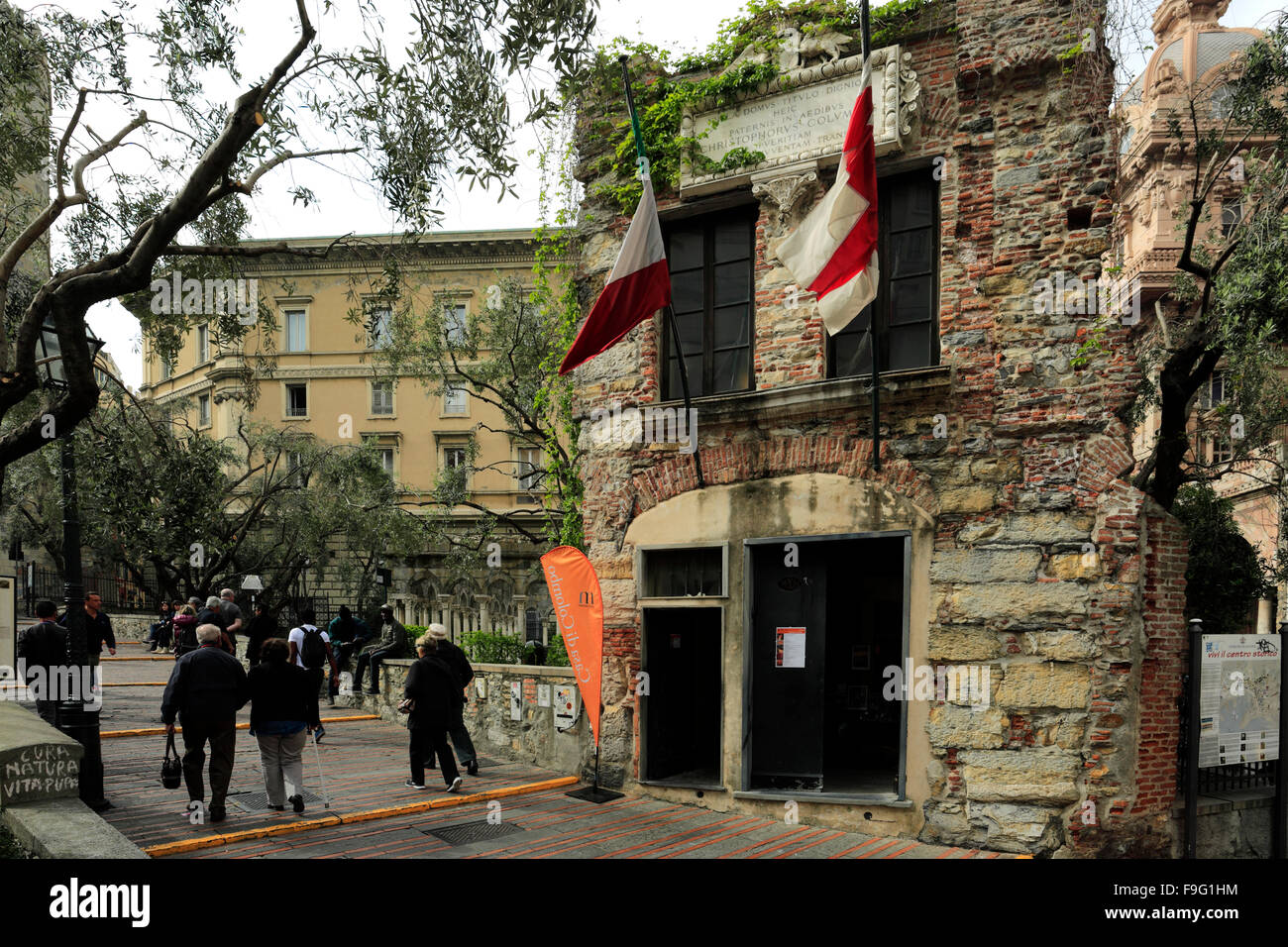 Summer, Exterior of Christopher Columbus House, Old Town, Genoa ...