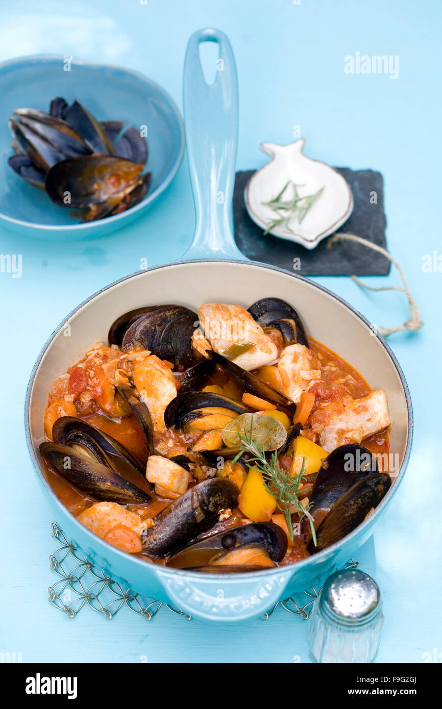 Fish Pan with Shells Stock Photo - Alamy
