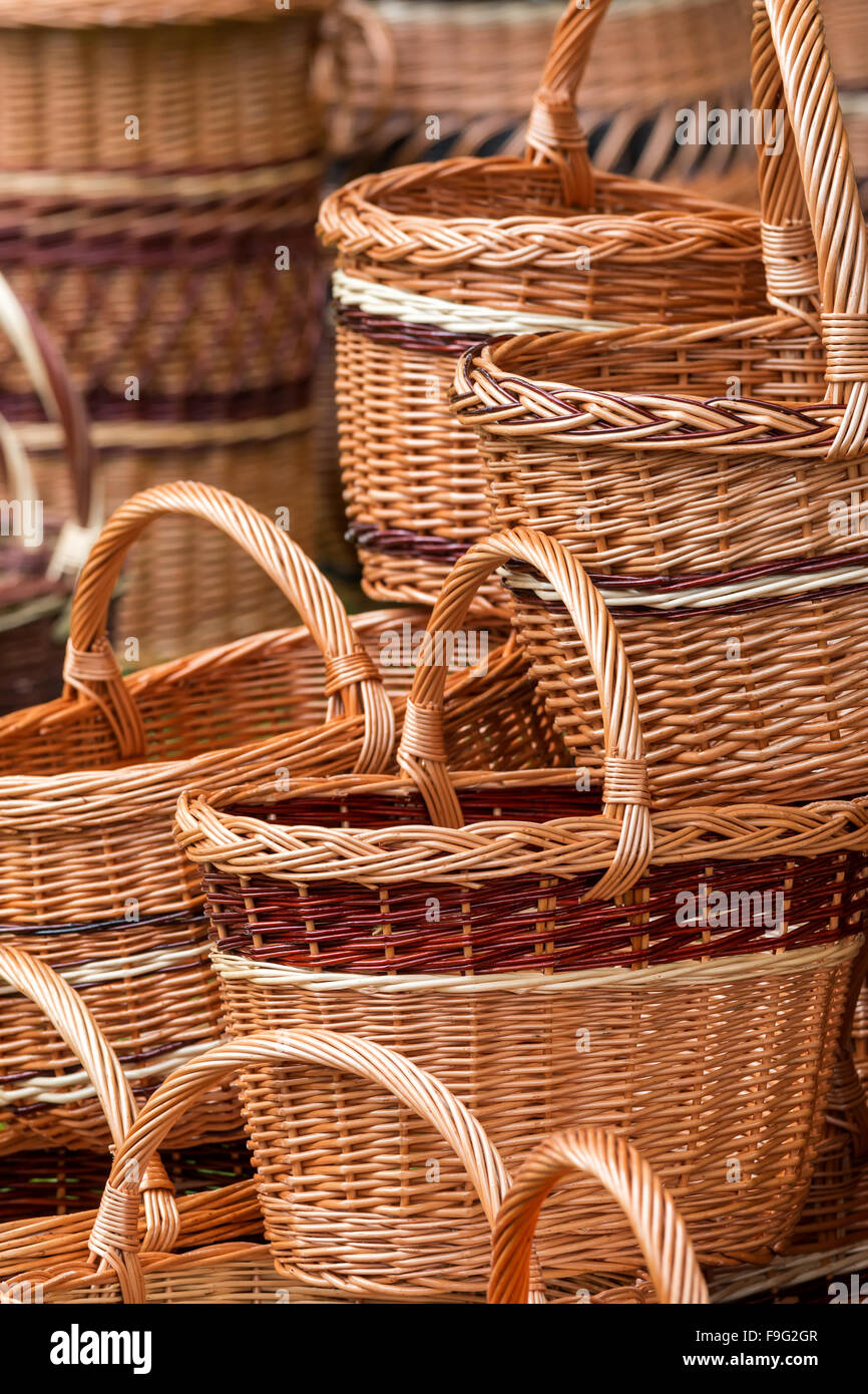 Handmade wicker basket Stock Photo - Alamy