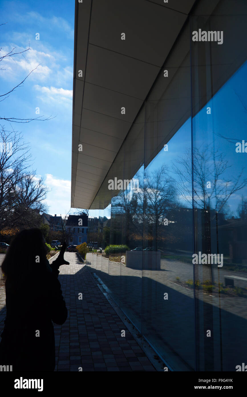 Glass building walkway Stock Photo - Alamy