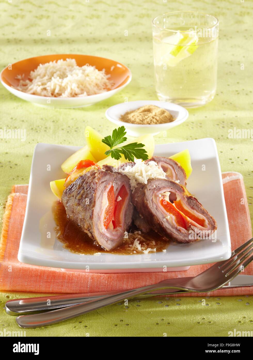 Stuffed Beef Slices Stock Photo - Alamy