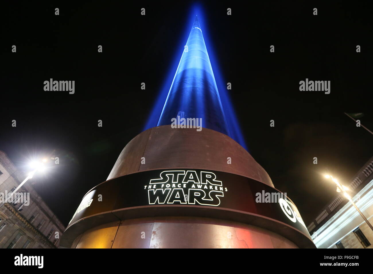 Dublin, Ireland. 16th Dec, 2015. Image of the Spire monument in Dublin ...
