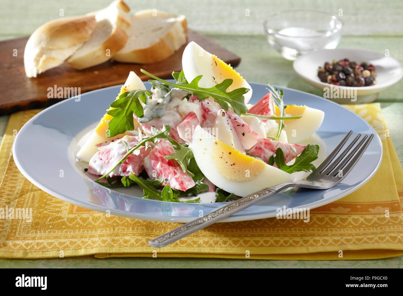 Salad with Eggs and Surimi Stick Stock Photo - Alamy