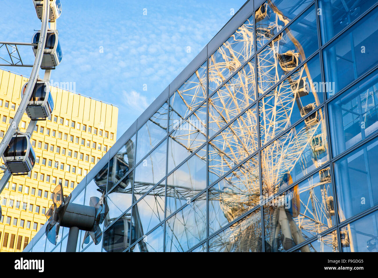 The Wheel of Manchester reflected in Selfridge's department store in ...