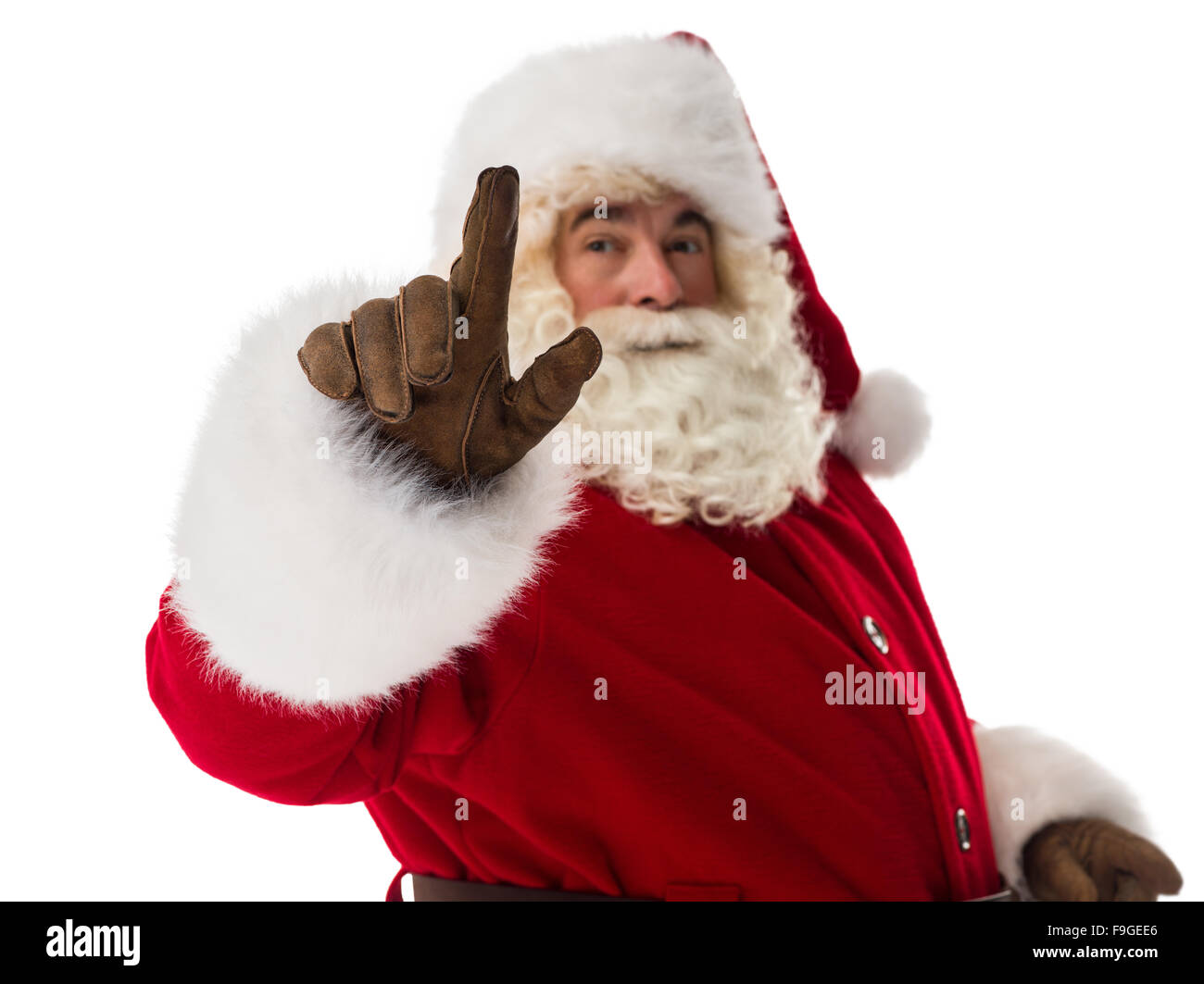Santa Claus working with virtual interface Closeup Portrait Stock Photo ...