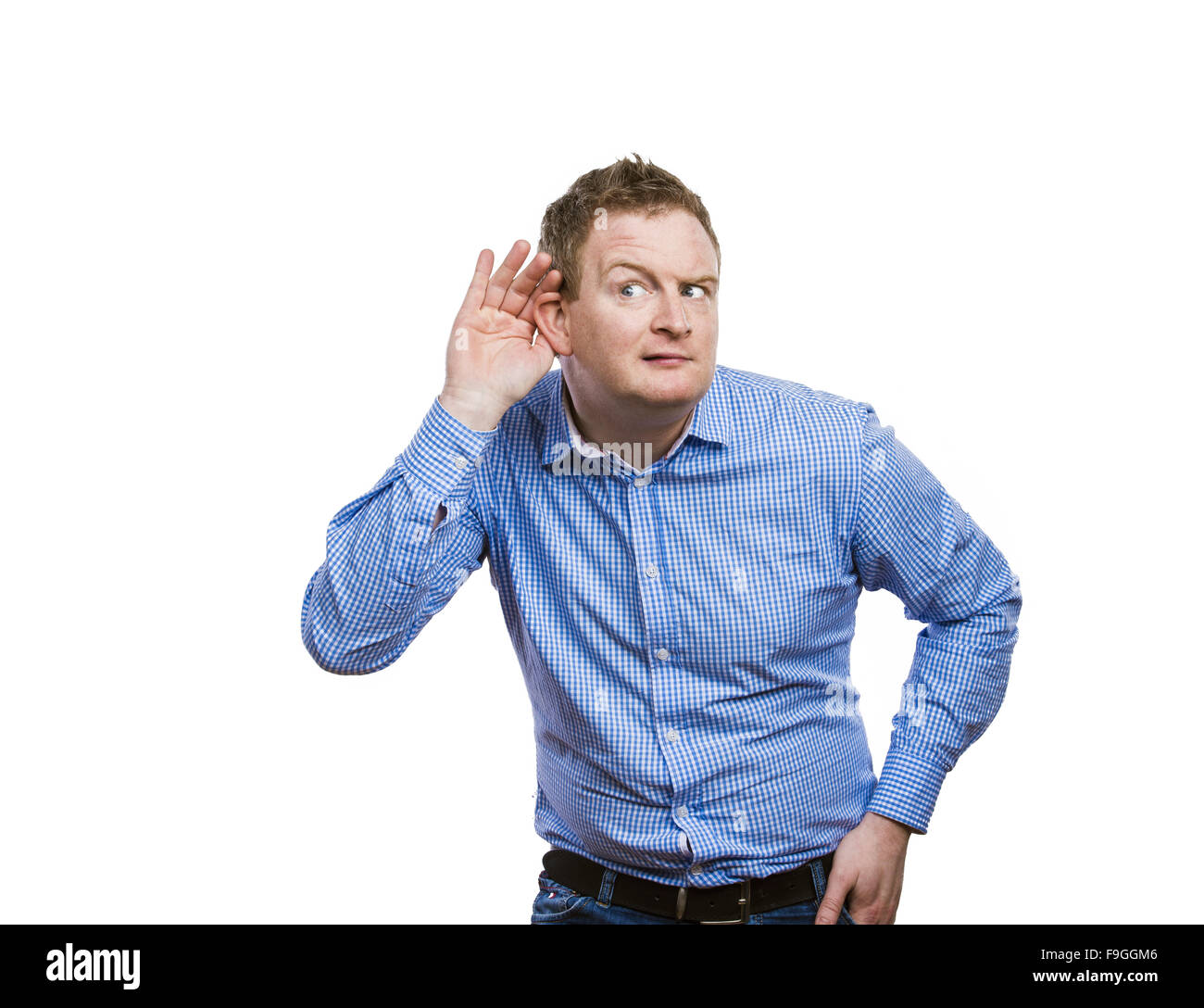 Funny young adult showing his emotions expressively by his gestures and ...