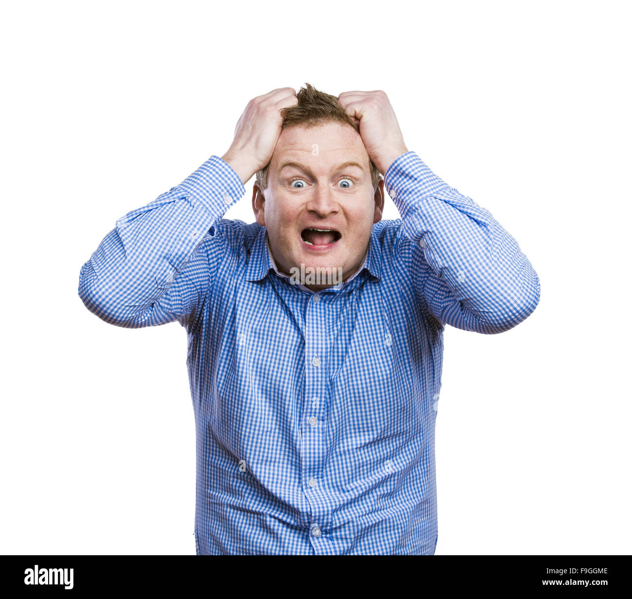 Funny young adult showing his emotions expressively by his gestures and ...