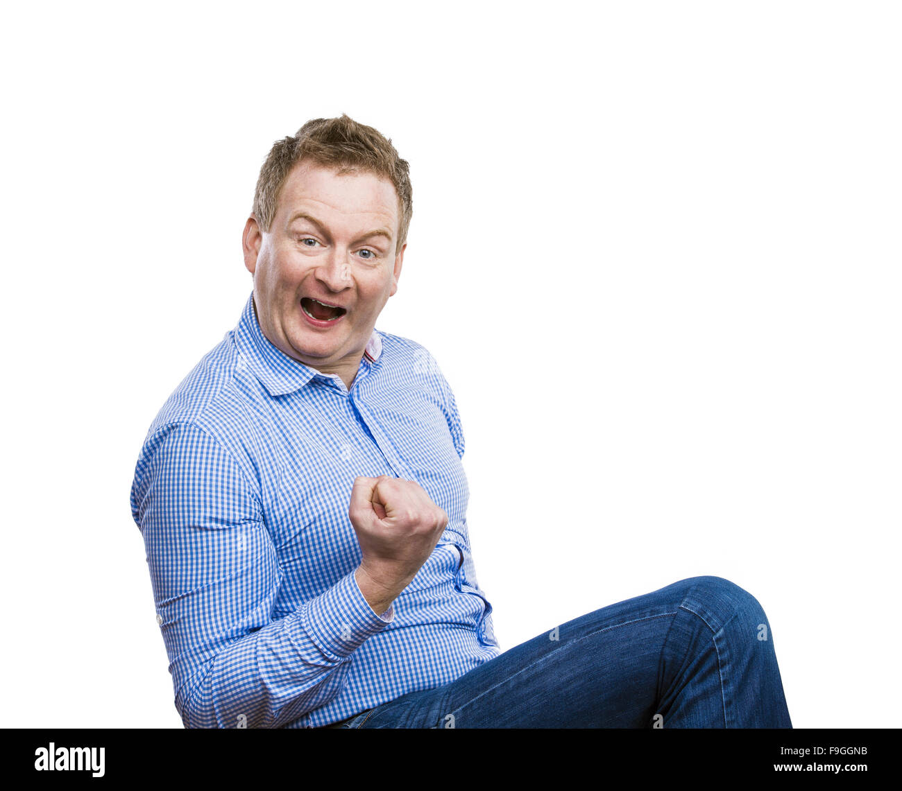 Funny young adult showing his emotions expressively by his gestures and ...