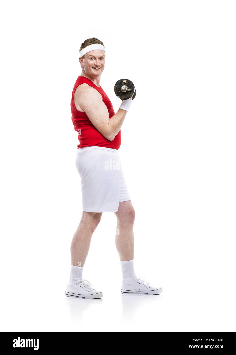 Weak man lifting heavy weight hi-res stock photography and images - Alamy