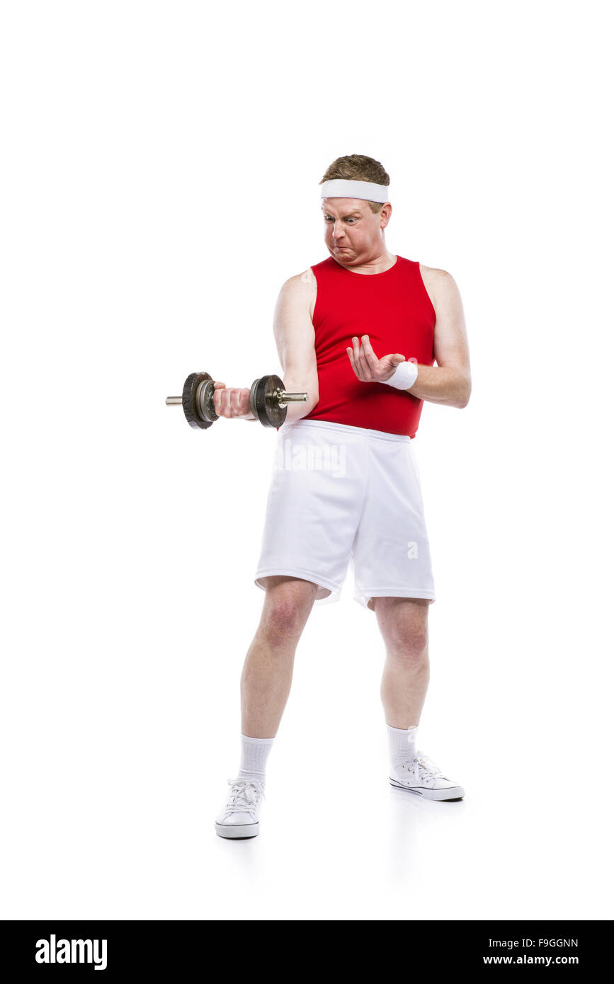 Weak man lifting heavy weight hi-res stock photography and images - Alamy