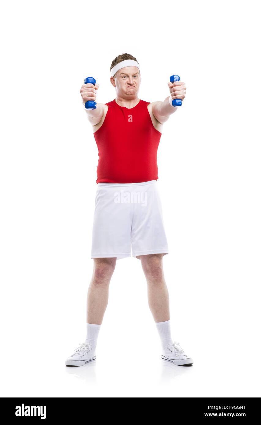 Weak man lifting heavy weight hi-res stock photography and images - Alamy