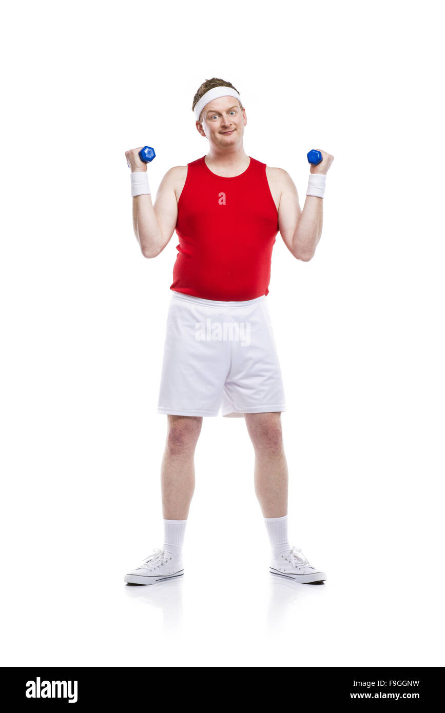 Weak man lifting heavy weight hi-res stock photography and images - Alamy