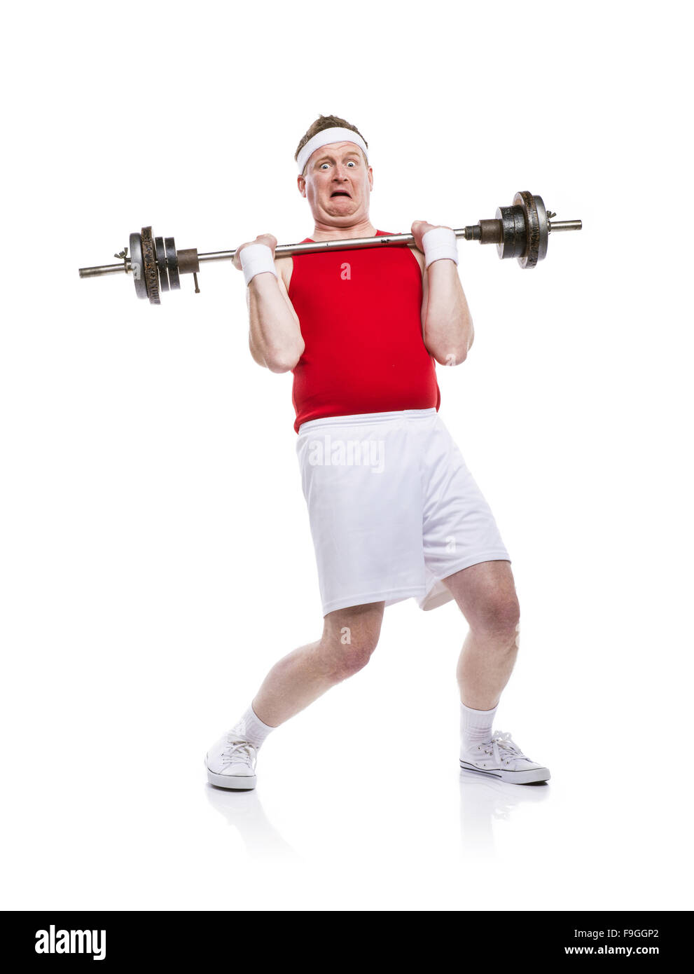 Weak man lifting heavy weight hi-res stock photography and images - Alamy