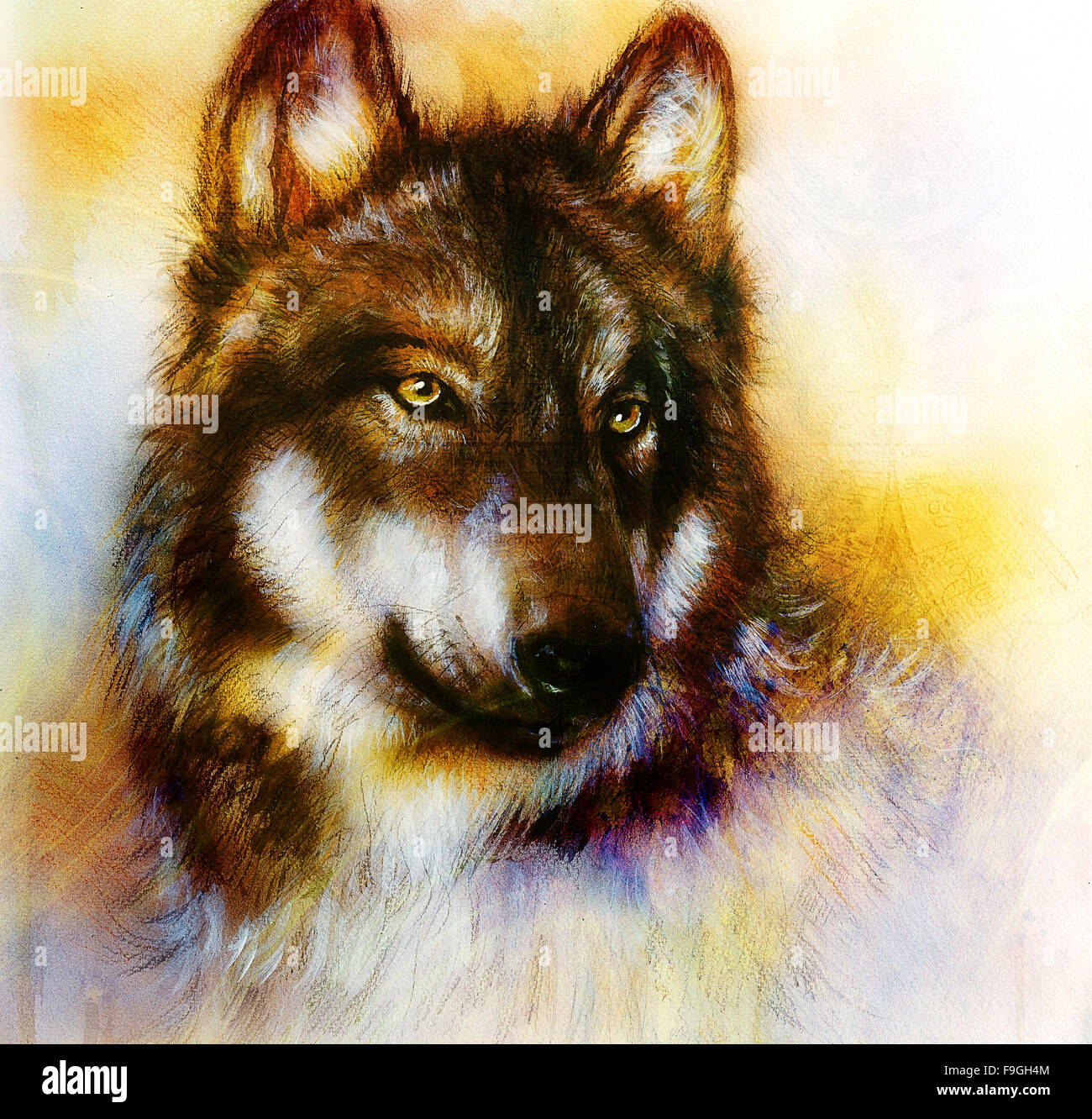Colorful Wolf Painting